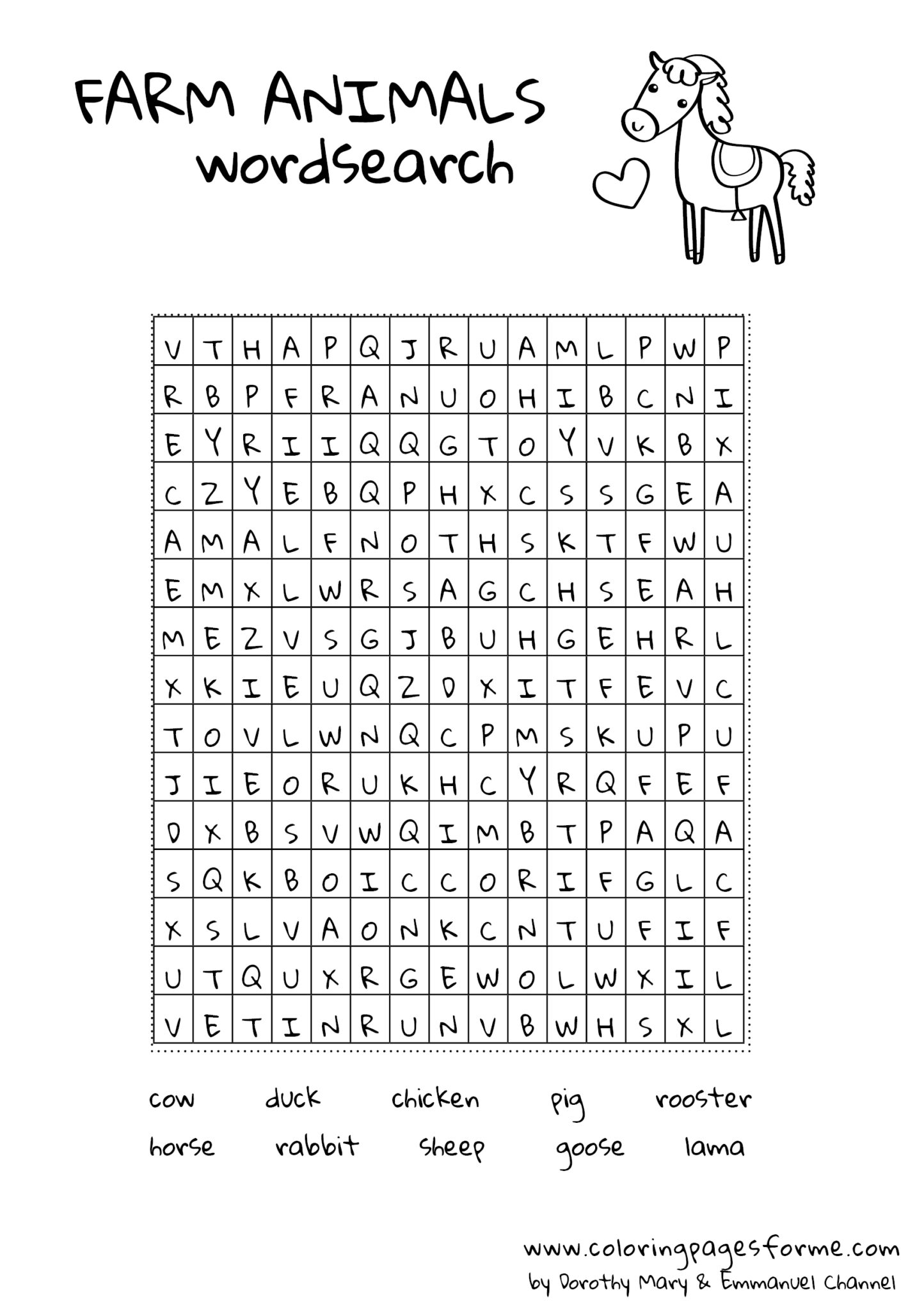 Farm Animals English Worksheets – Printable Learning PDFs