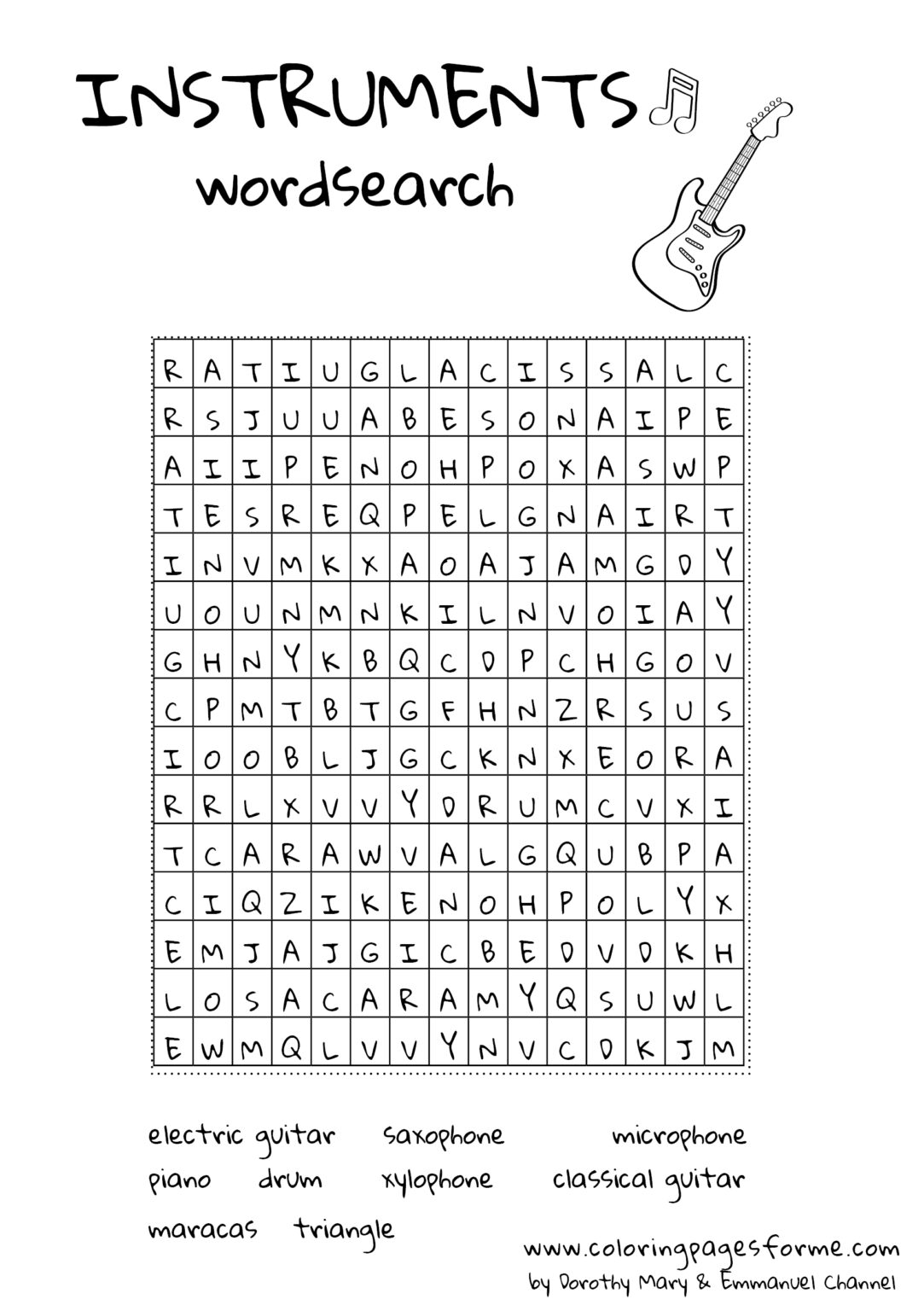 Instruments English Worksheets – Free Printable PDFs for Kids