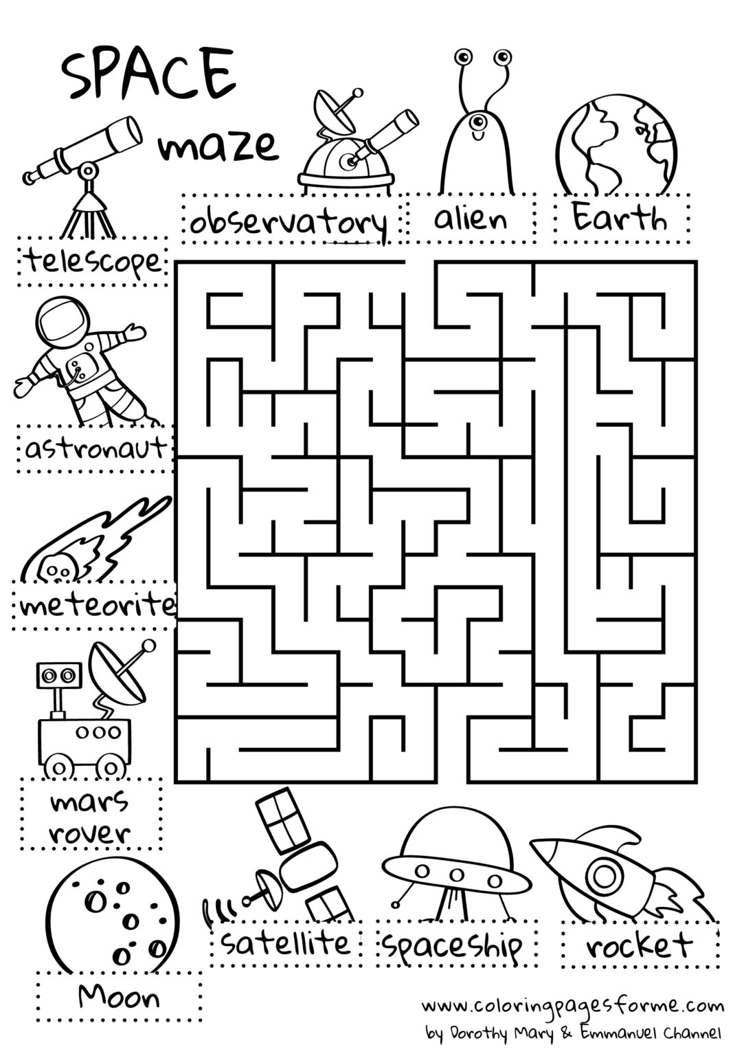 Free and Printable Space Vocabulary Exercises PDF files