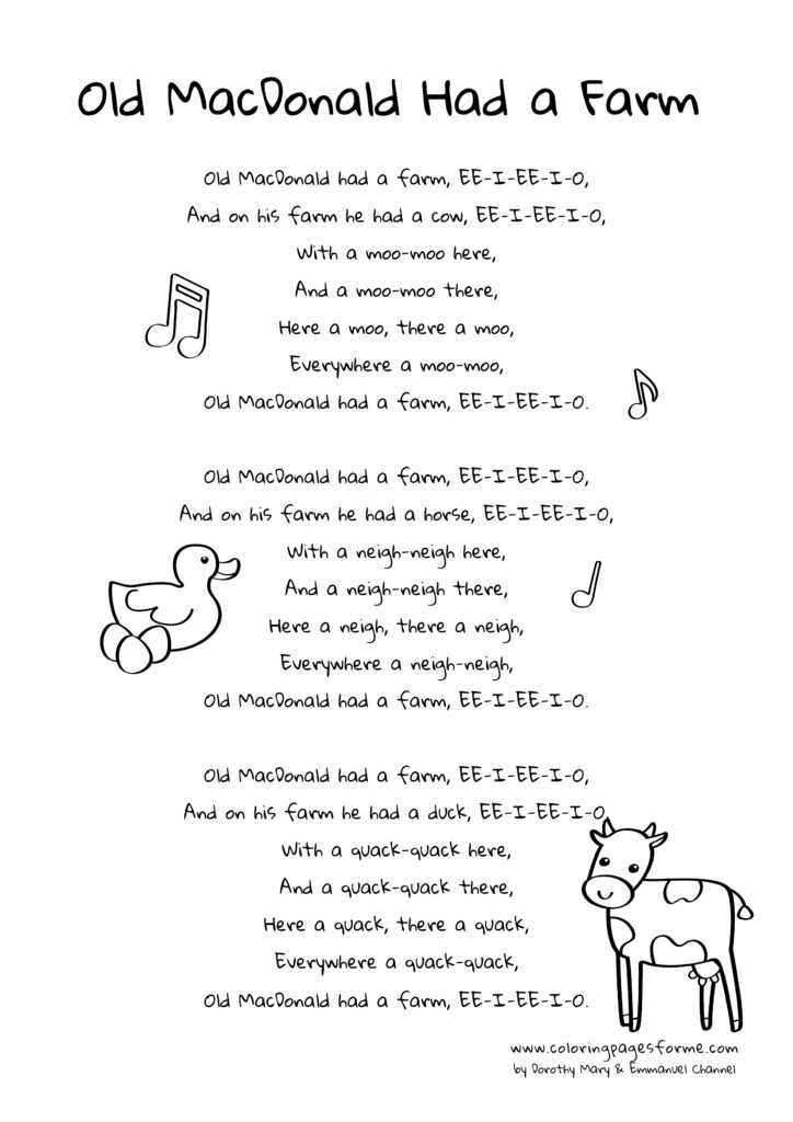 English Songs for Kids – Nursery Rhymes Worksheets