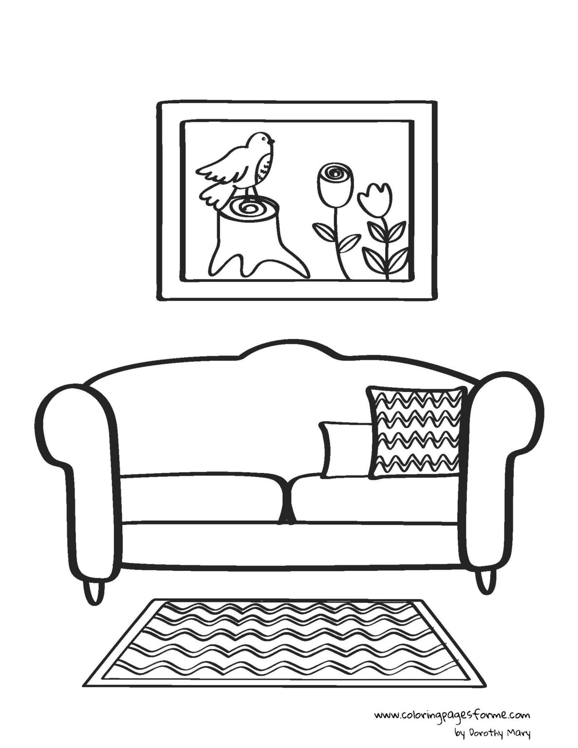 Free and Printable House and Furniture Coloring Pages for Kids