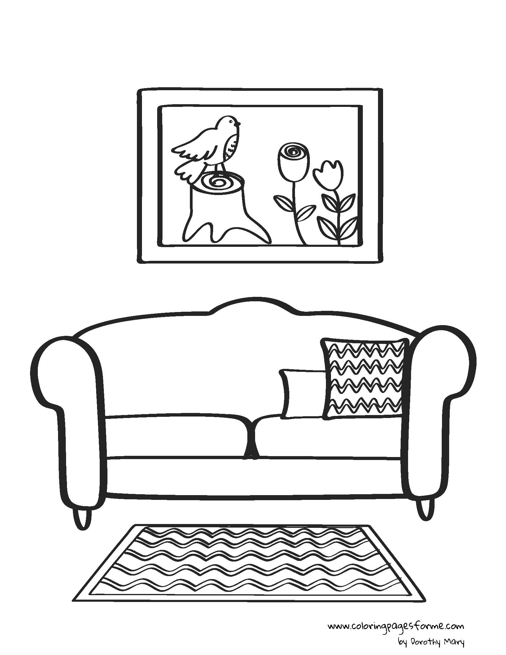 Free and Printable House and Furniture Coloring Pages for Kids