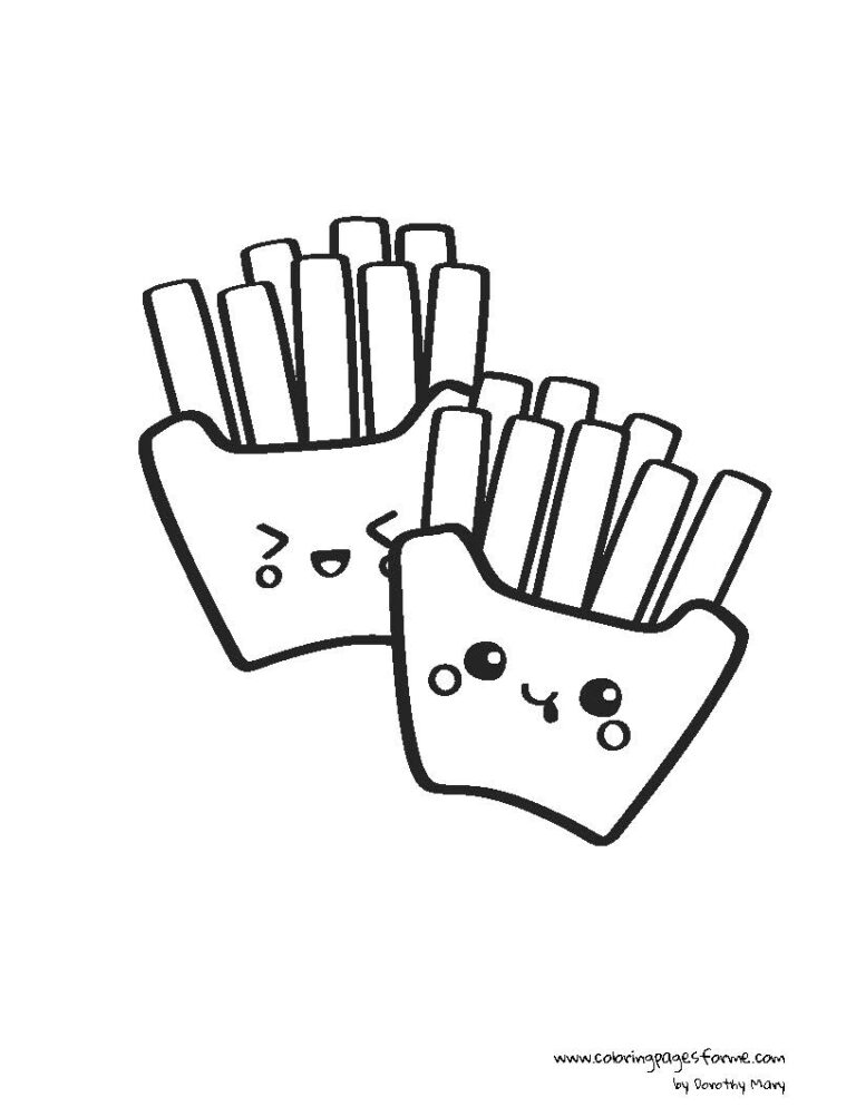 Free Kawaii Fast Food Coloring Pages Cute Printable PDF