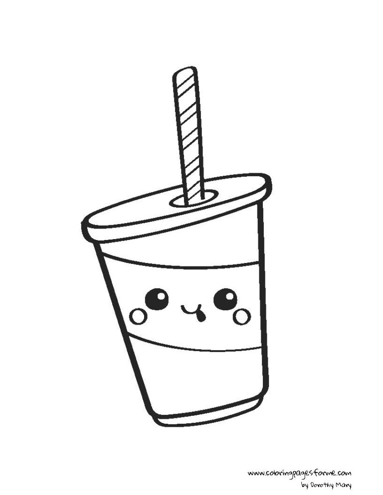 Free Kawaii Fast Food Coloring Pages Cute Printable PDF